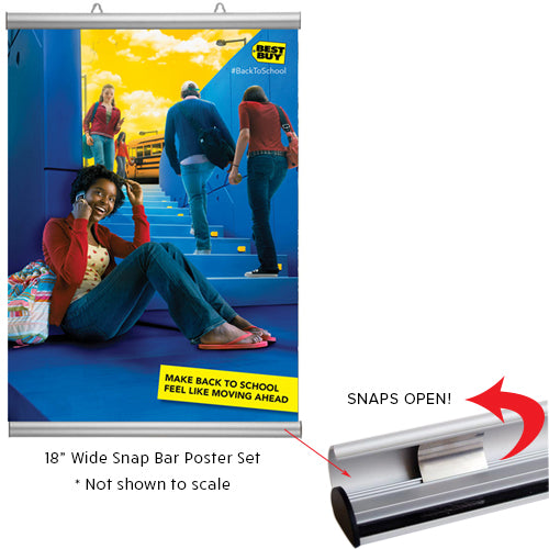 Quick Ship 18" Wide Poster Bar Set Snap Frame Rails | Silver Frame ...