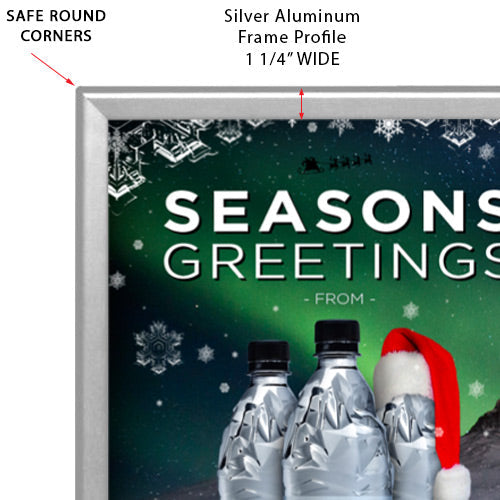 30x40 Snap Frame with Safety Edge Corners Silver Sign Frame 1.25 Width ...