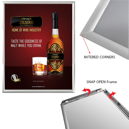 2-Sided Window Display Silver 22x28 Snap Frame 1" Wide Sign Frame ...